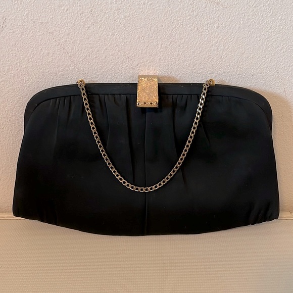 After Five | Bags | Vintage After Five Black Satin Clutch Evening Bag ...